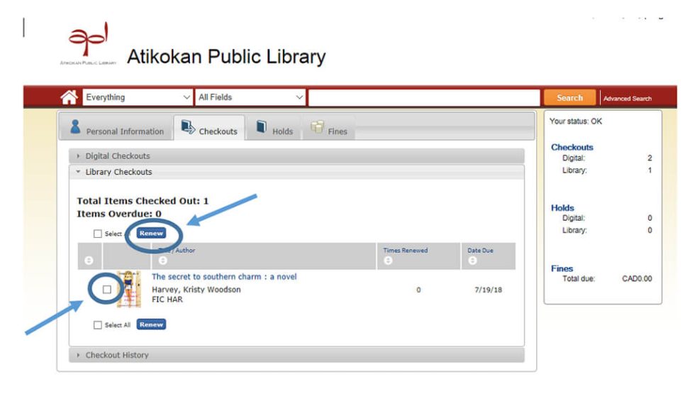 Renewing Material - Atikokan Public Library